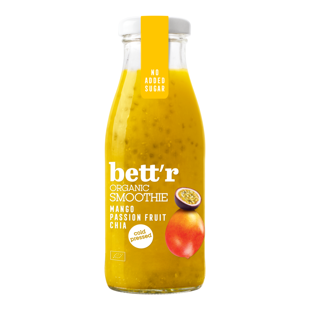 Smoothie με Μάνγκο, Φρούτα του Πάθους & Chia 250mL Bettr Bio